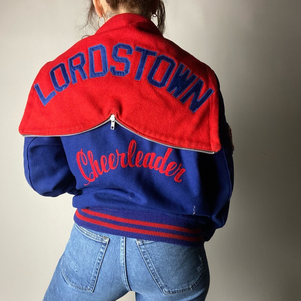 Vintage 1960s Lordstown Cheerleader Red Blue Letterma… - Gem